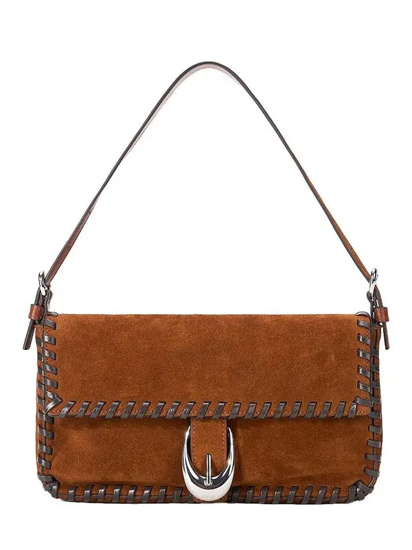 Staud Harlow Suede And Leather Shoulder Bag - Tabacco/espresso