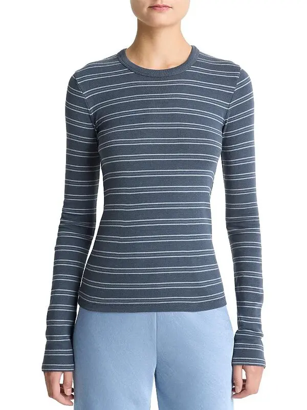 Vince Stripe Long Sleeve Tee - Azura Combo