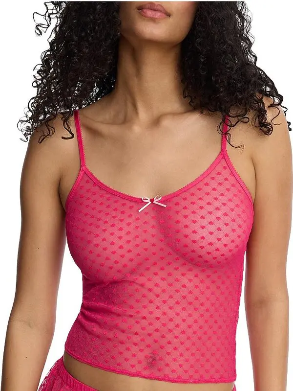 SKARLETT BLUE Heart Breaker Sheer Cami - Neon Fuschia
