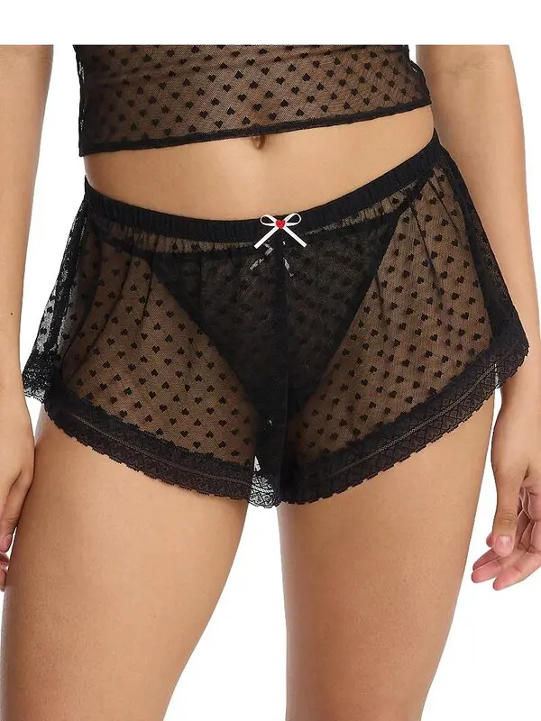 SKARLETT BLUE Sheer Heart Lace Shorts - Black
