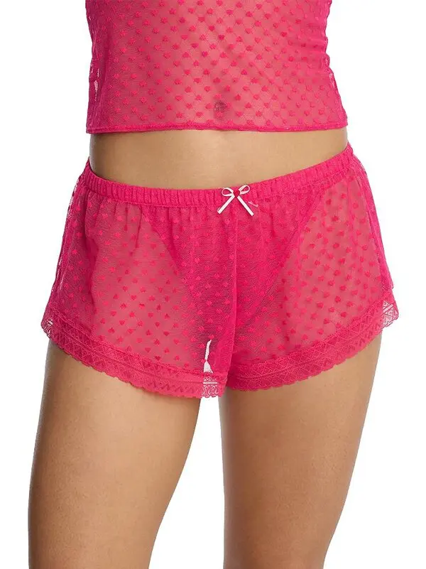 SKARLETT BLUE Sheer Heart Lace Shorts - Neon Fuschia