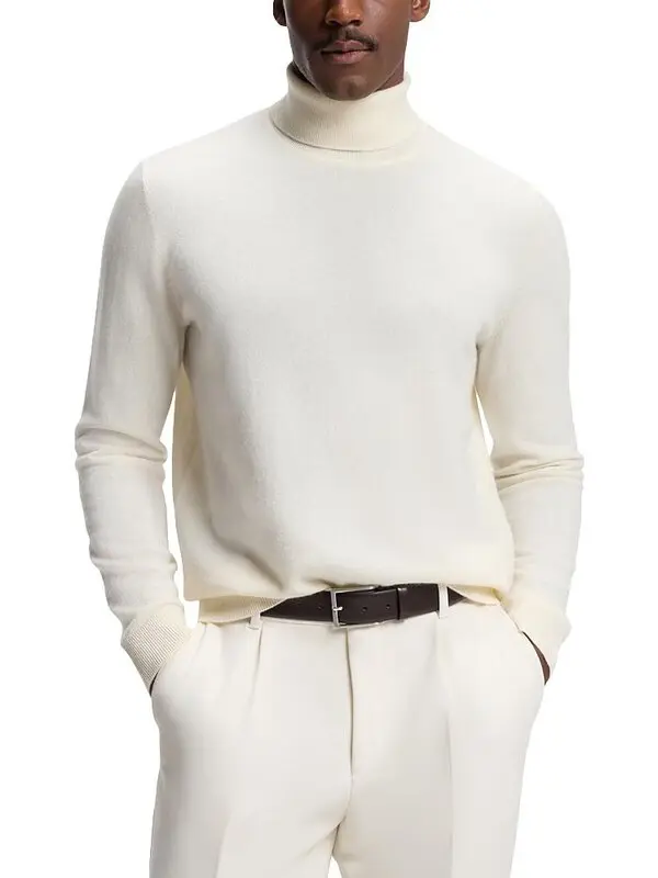 BOSS Emio Turtleneck Cashmere Sweater - Open White