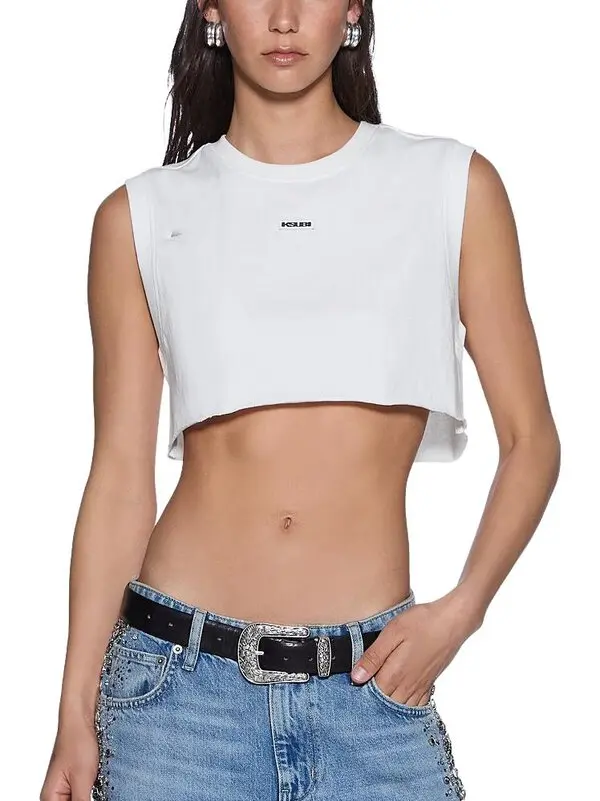 Ksubi Labels Crop Tank - White