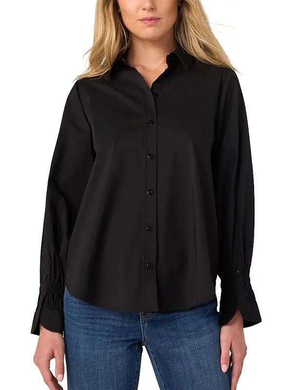 LIVERPOOL Collared Button-front Top - Black