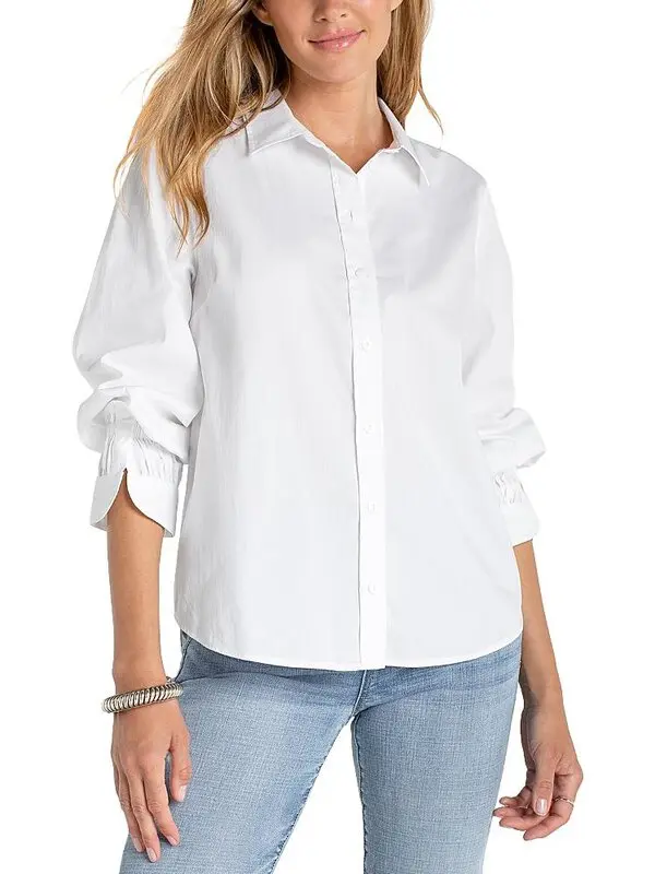 LIVERPOOL Collared Button-front Top - White