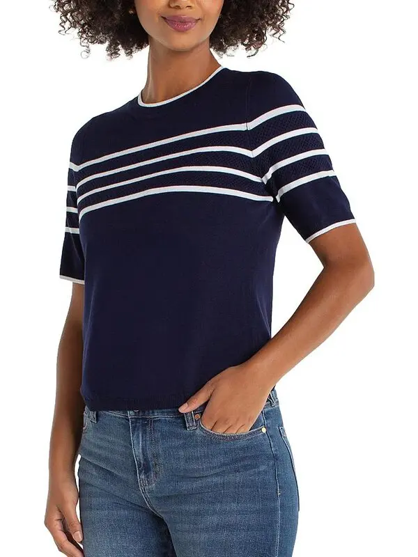 LIVERPOOL Crewneck Striped Sweater - Navy Stripe