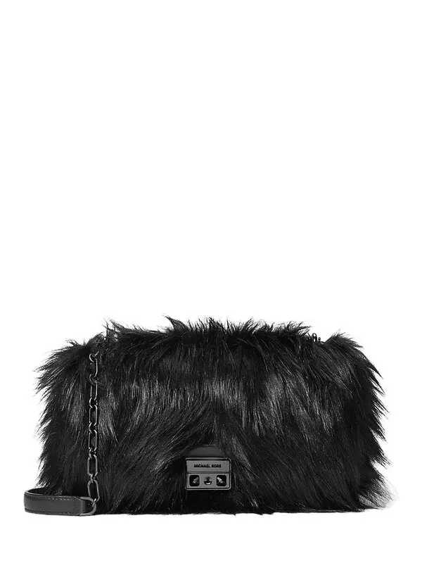 Michael Kors Tribeca Large Faux Fur Shoulder Bag - Black