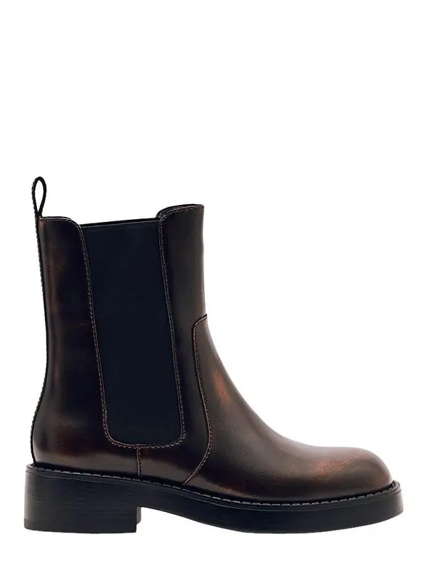 REISS Phoebe Leather Boots - Brown