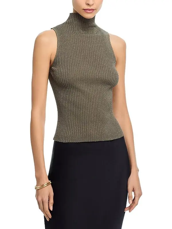 LESET Blake Ribbed Sleeveless Top - Moss