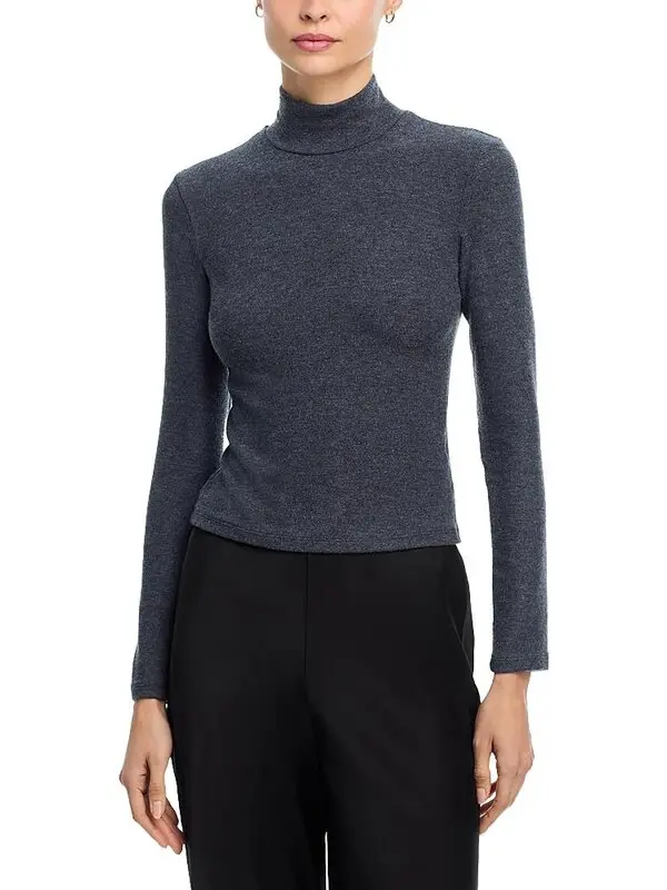LESET Lauren Long Sleeve Turtleneck Top - Charcoal