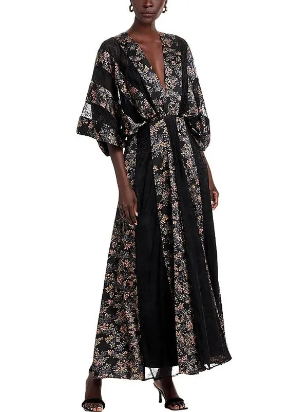 KOKO + MASON Printed Kimono Sleeve Maxi Dress - Whispering
