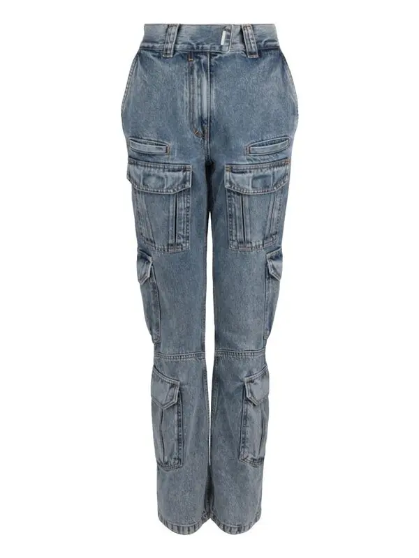 Givenchy High-rise Straight-leg Cargo Jeans - Light Blue