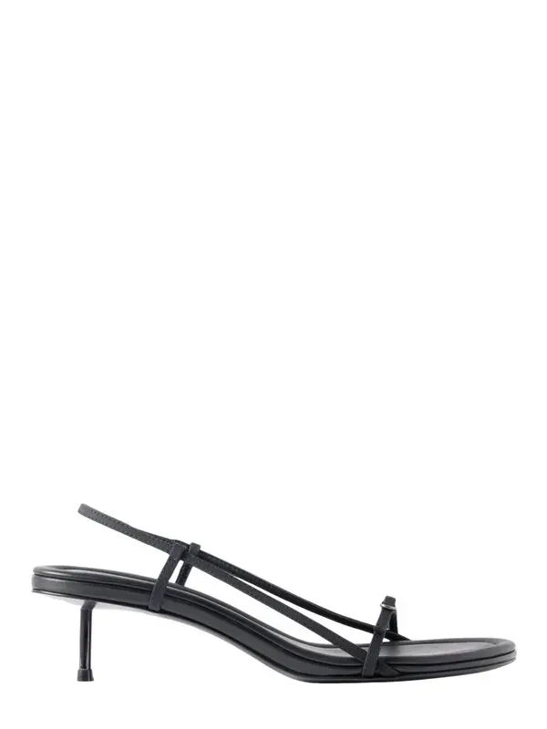 ST. AGNI Petite Belt Leather Slingback Sandals - Black