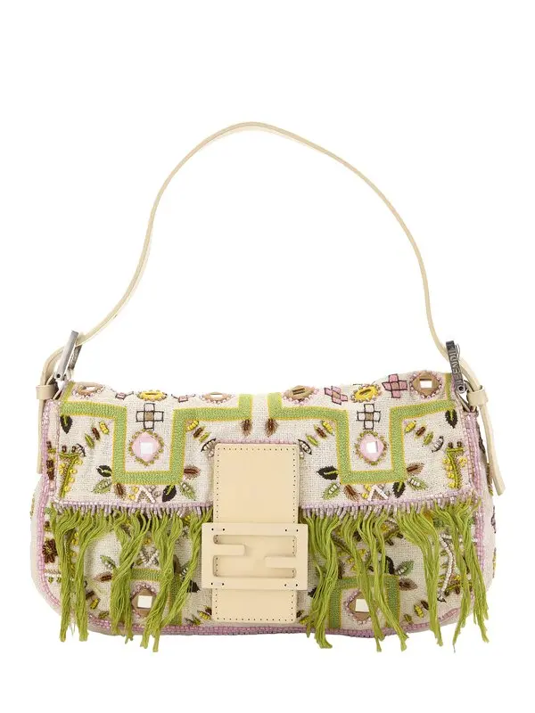 Fendi Embellished Baguette - White