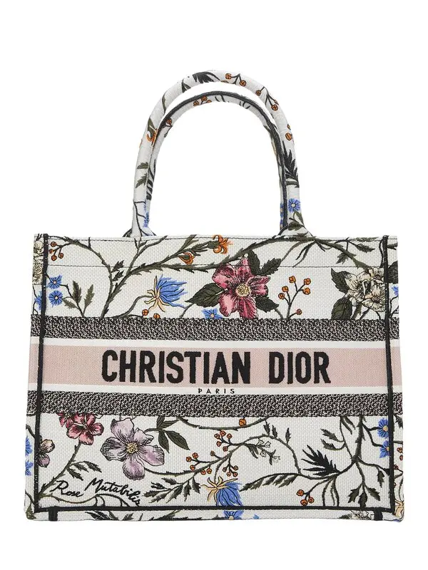 Dior Floral Embroidered Book Tote - Multi