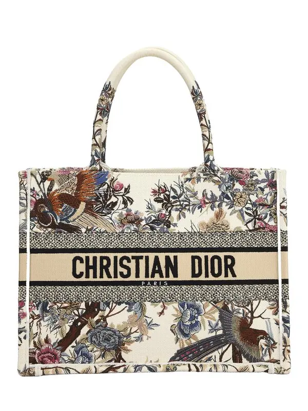 Dior Floral Embroidered Book Tote - Multi