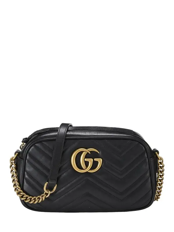 Gucci Leather Gg Marmont Crossbody Bag - Black