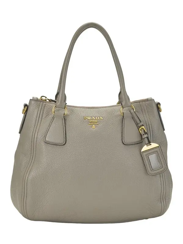 Prada Vitello Daino Convertible Handbag - Grey
