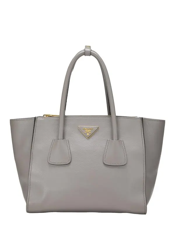 Prada Calfskin Trapeze Tote - Grey