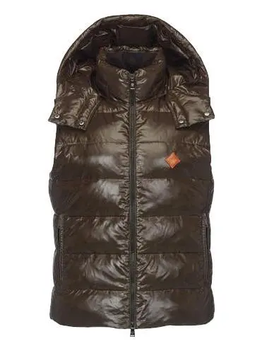 Mcm Puffer Vest With Detachable Hood - Brown