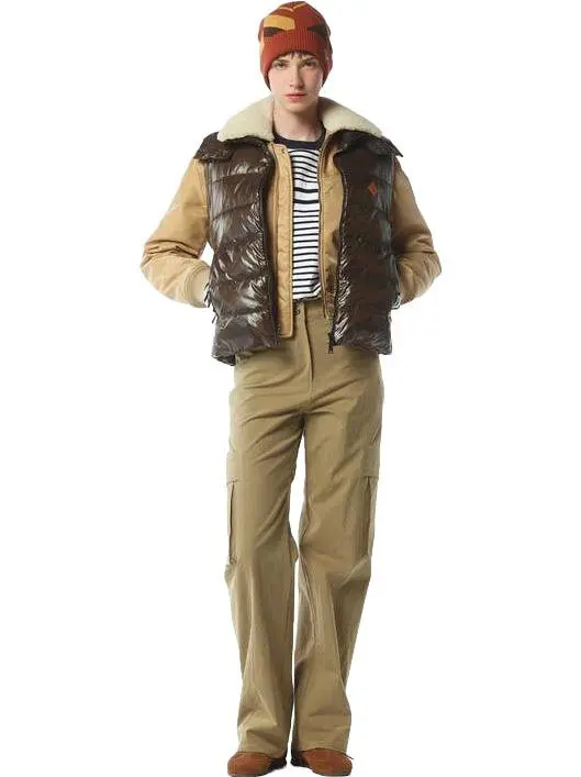 Mcm Puffer Vest With Detachable Hood - Brown