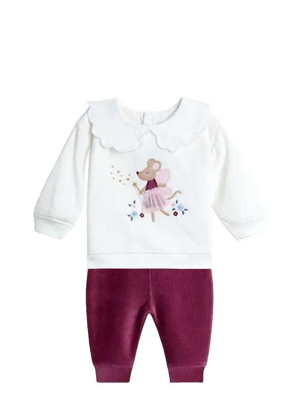 JOJO MAMAN BEBE Fairy Mouse Sweatshirt And Leggings Set - Berry