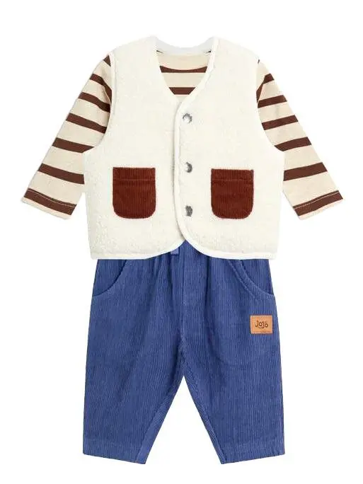 JOJO MAMAN BEBE Vest, T-shirt And Pants Set - Brown