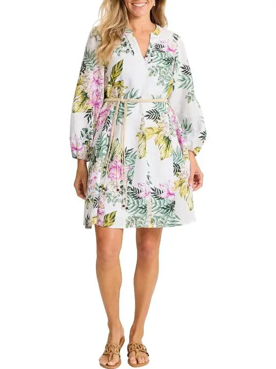 Tommy Bahama Petal Of Luxury Long Sleeve Linen Dress - White