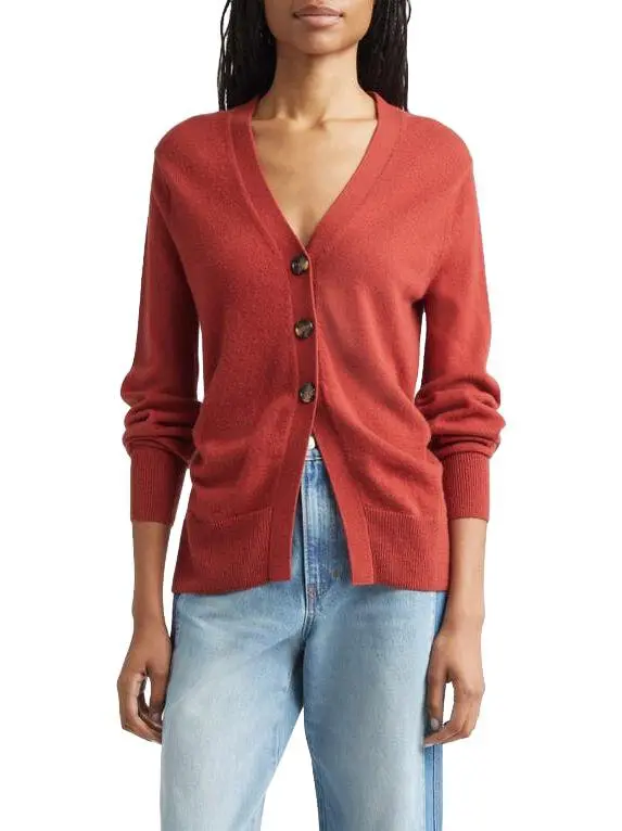 Veronica Beard Lamotte Cashmere Cardigan - Carnelian Red
