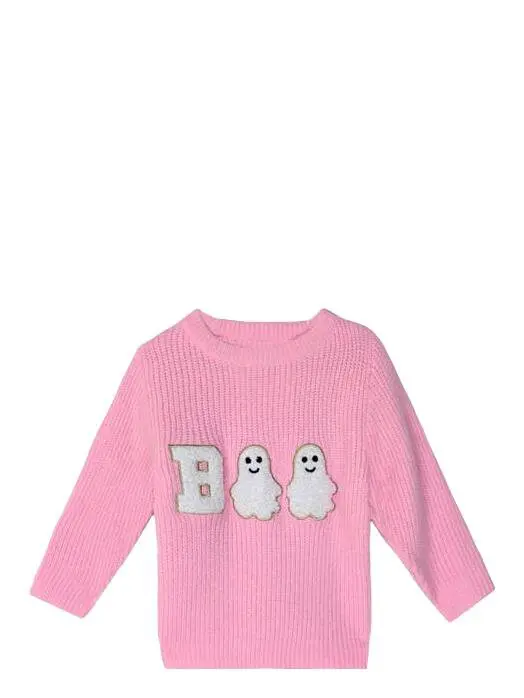 MIA BELLE GIRLS Halloween 'boo' Ghost Sweater - Pink