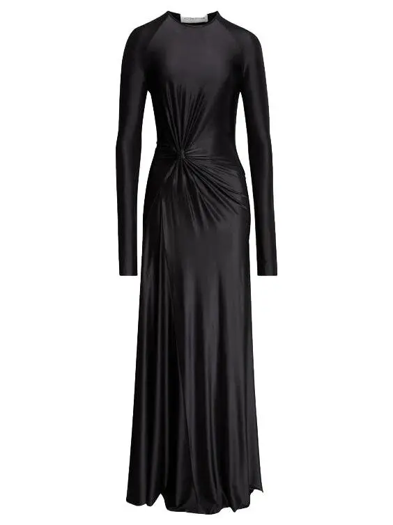 Victoria Beckham Twist Waist Long Sleeve Jersey Gown - Black