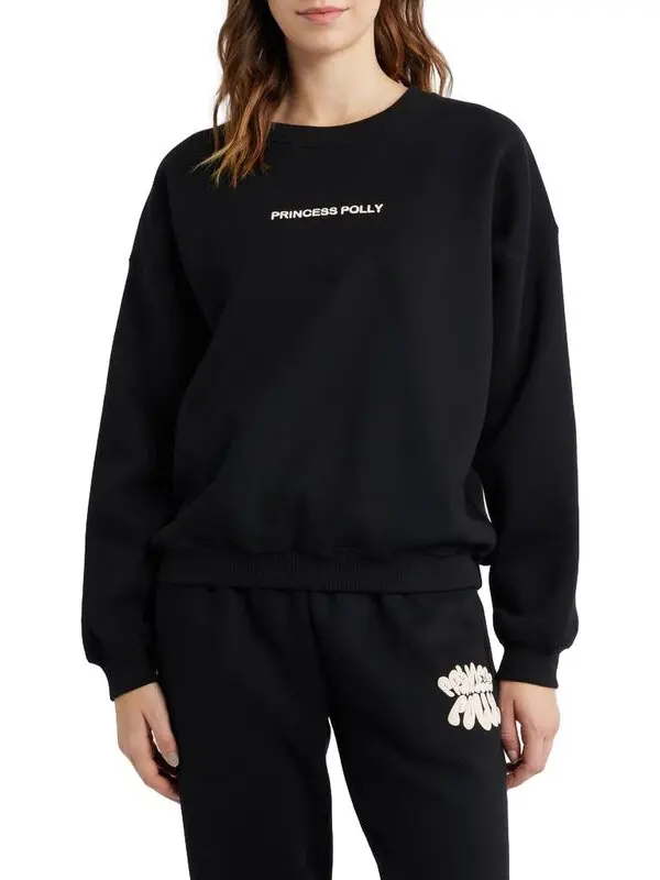 Princess Polly Brand Logo Sweatshirt - Black