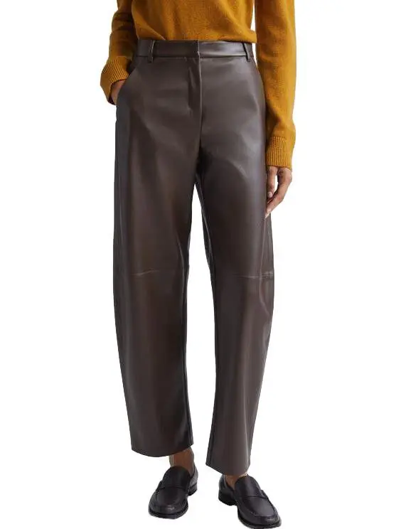 Max Mara Sospiro Faux Leather Cropped Pants - Chocolate
