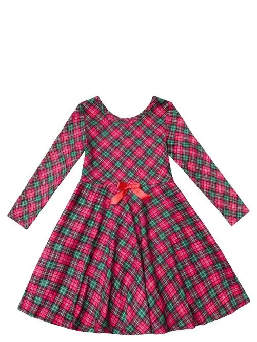 MIA BELLE GIRLS Girls' Plaid Holiday Dress - Red