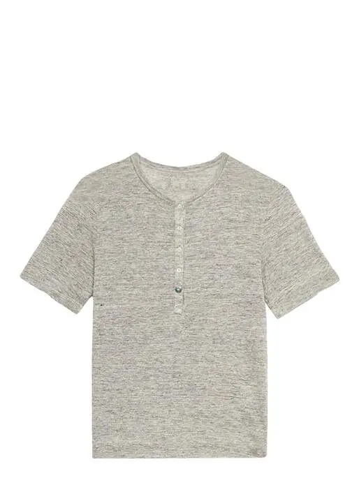 FORTELA Charlie Henley Linen Jersey T-shirt - Grey
