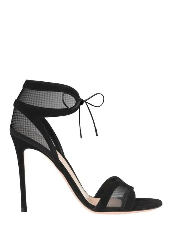 GIANVITO ROSSI Falene Ankle-tie Sandals - Black Fabric And Suede