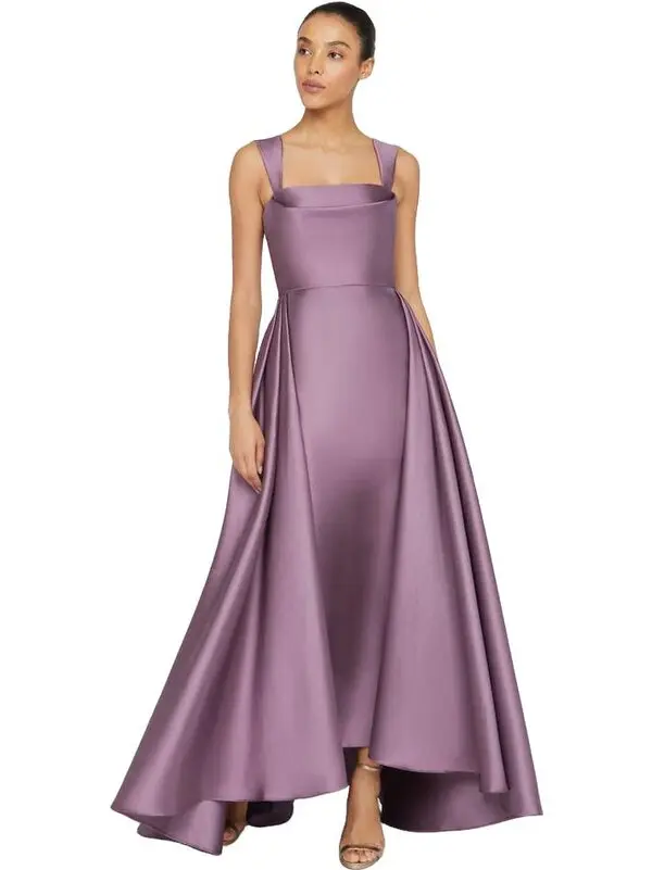 Theia Mikado Square-neck Gown - Chrome Lavender