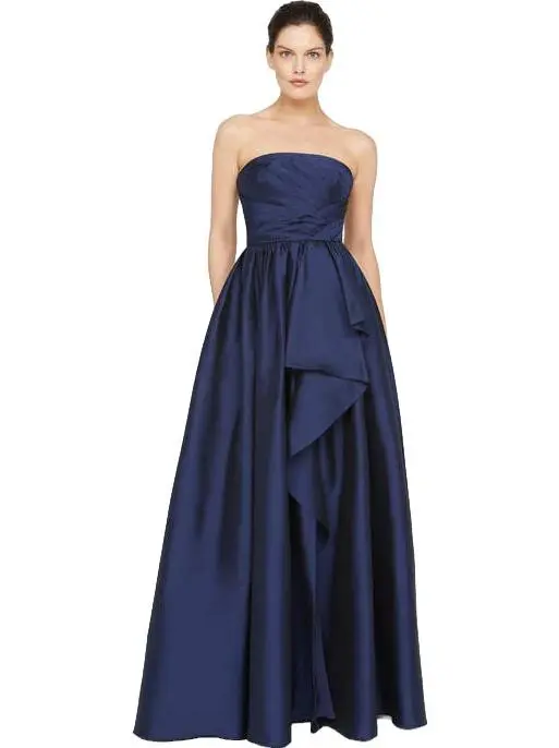 Theia Esmerina Taffeta Asymmetric Gown - Navy