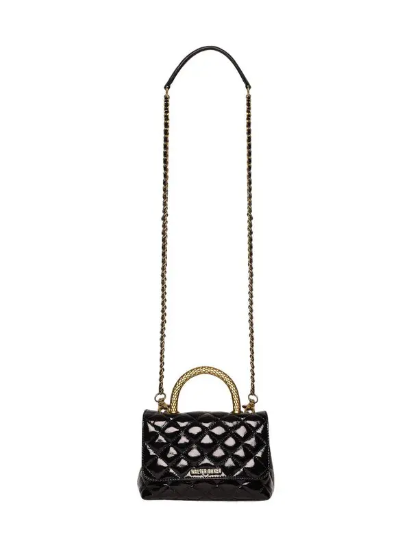 Walter Baker Leila Snake Mini Top Handle - Black Patent