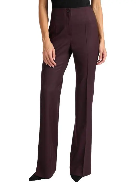 Santorelli Elizabeth Flared Leg Virgin Wool Stretch Pant - Raisin