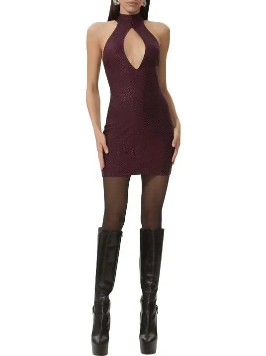 AFRM Shoda Cutout Rhinestone Minidress - Vineyard