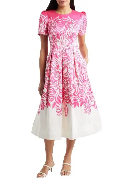 Lilly Pulitzer® Loradonna Placed Print Midi Dress - Sun Shell Pink