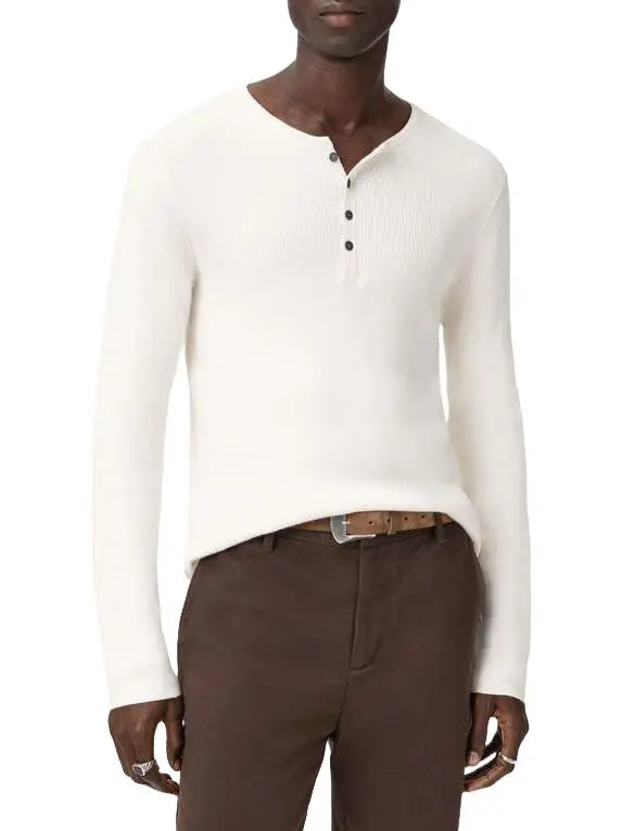 John Varvatos Organic Cotton & Cashmere Ribbed Henley - Salt