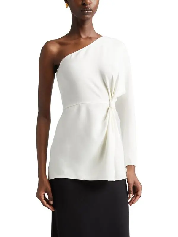 Valentino Garavani One-shoulder Silk Cady Couture Top - Ivory