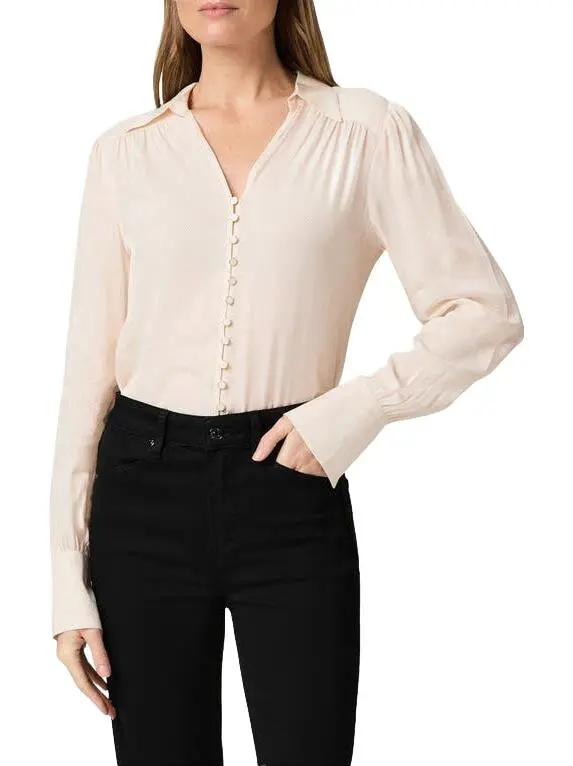 Paige Camu Jacquard Button-up Shirt - Antique White