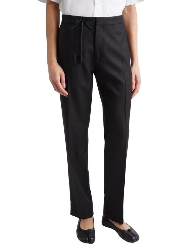 MAISON MARGIELA Straight Leg Virgin Wool Flannel Trousers - Black