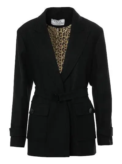 GIZIA Belted Wool Blend Jacket - Brown