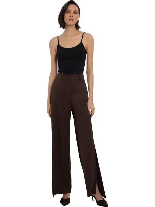 GIZIA Asymmetrical Tailored Pants With Closed Cuff - Brown