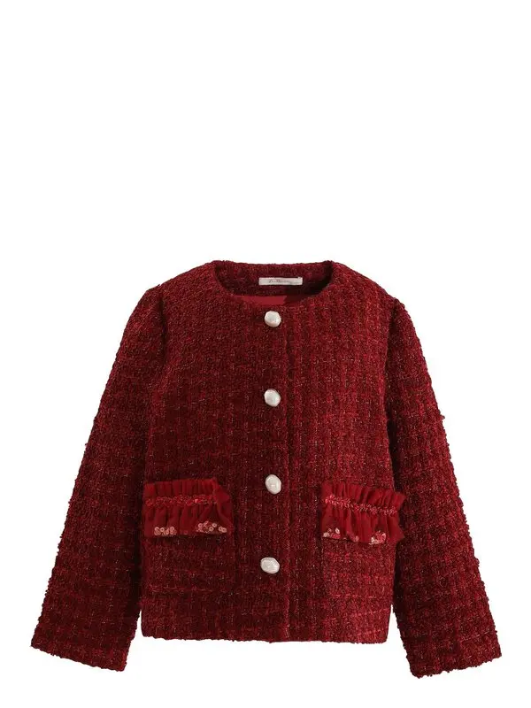 TULLEEN Tweed Button-up Jacket - Red