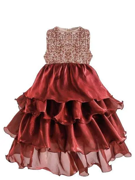 TULLEEN Tie Satin Tiered Party Dress - Red